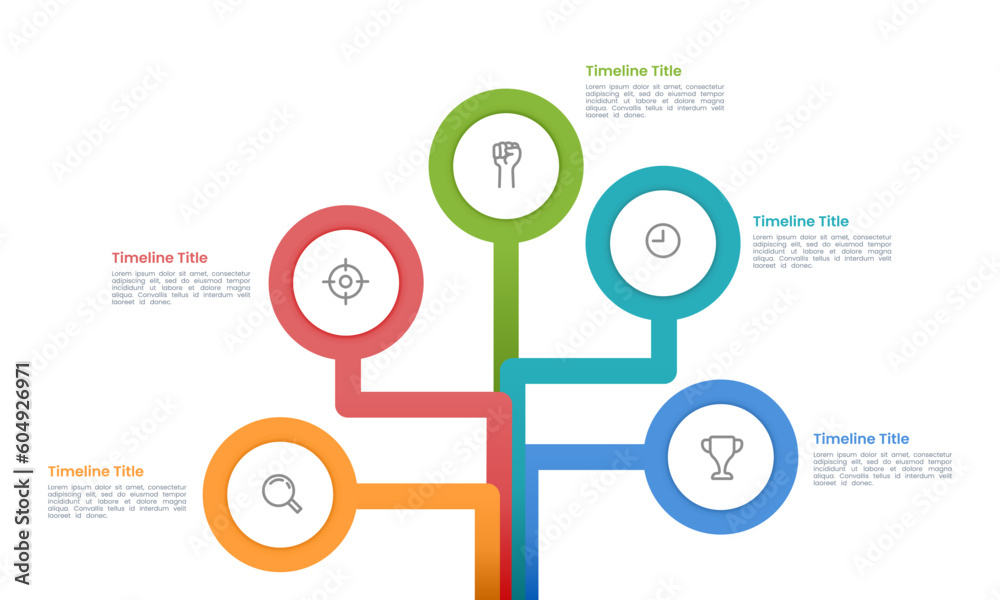 Infographic mind maps 5 options. Vector illustration. Stock Vector ...