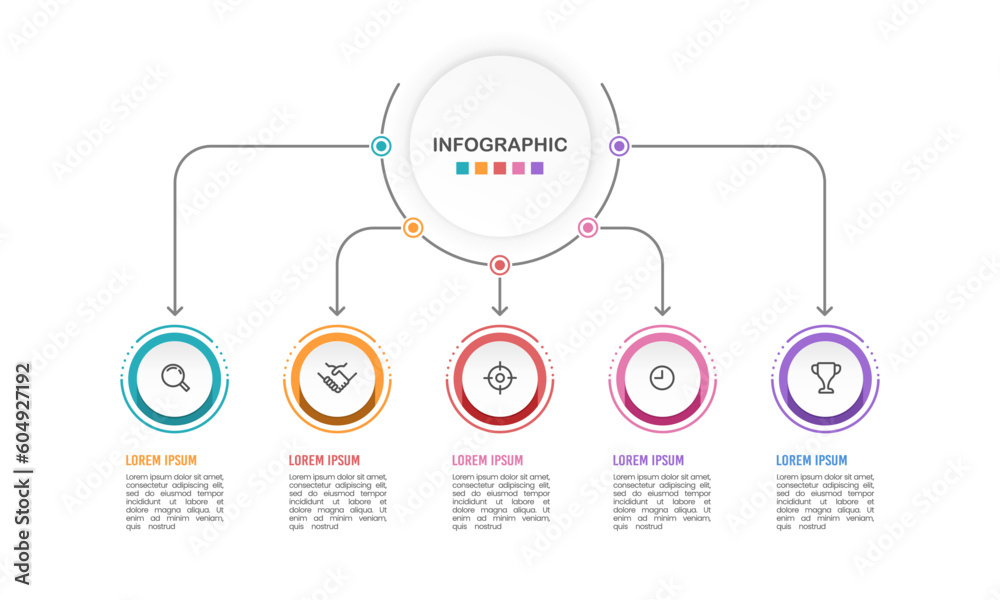 Infographic organization 5 options. Infographic planning. Vector ...