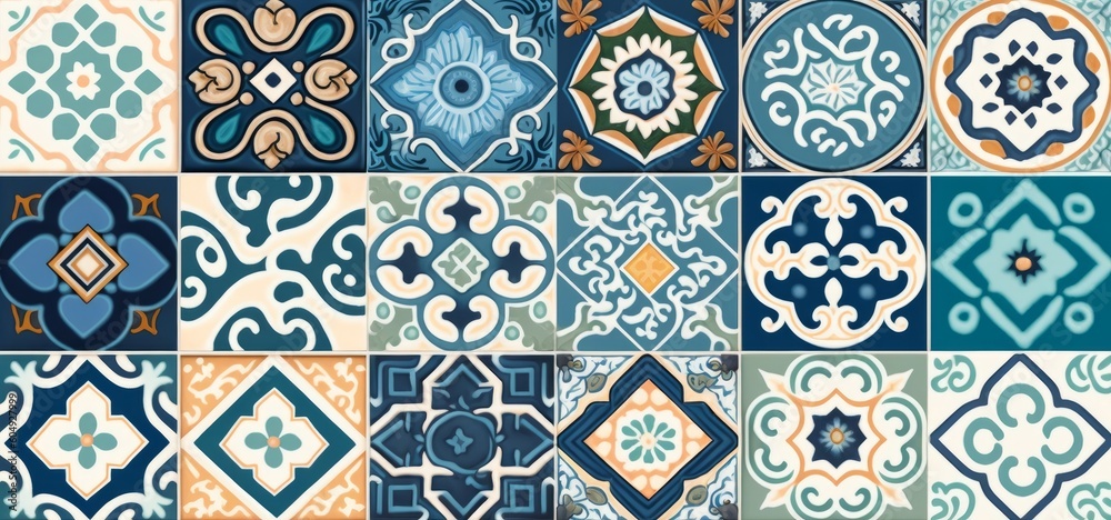 Seamless Colorful Patchwork Moroccan Tile Motifs Majolica Pottery Tile