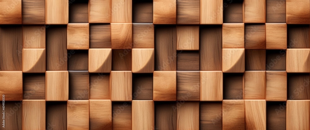 3d illustration. Wooden Square on a background of wood. Mosaic ...