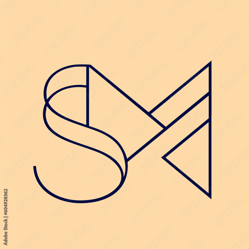 SM monogram logo signature icon. Alphabet initials abstract letter s ...