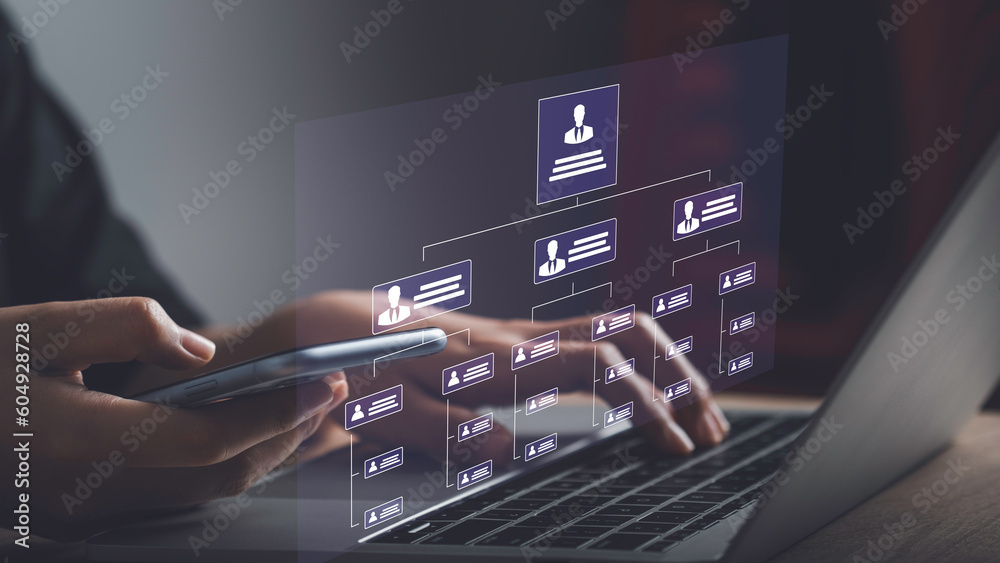 Business hierarchy company structure concept. Business process plan and ...