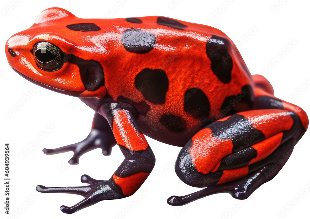 An exotic red poison dart frog from the tropical jungle isolated on ...