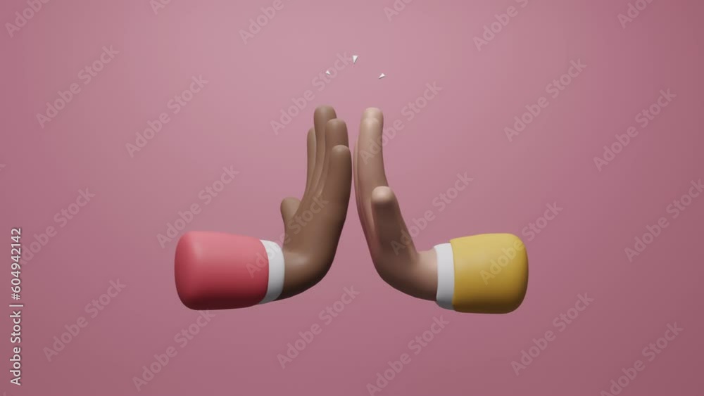 High five 3d cartoon hands animation,concept for success, teamwork ...