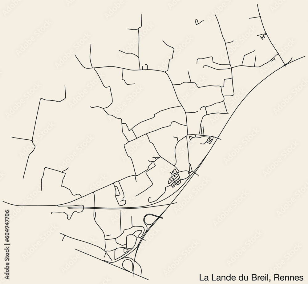 Detailed hand-drawn navigational urban street roads map of the LA LANDE ...