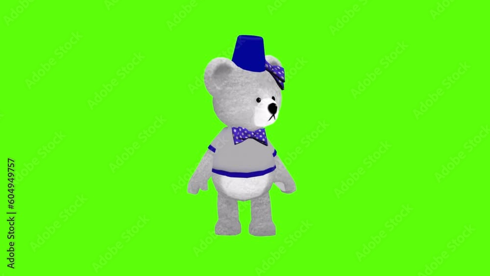 Teddy Bear Idle Green Screen Animation 3D Rendering Stock-Video | Adobe ...
