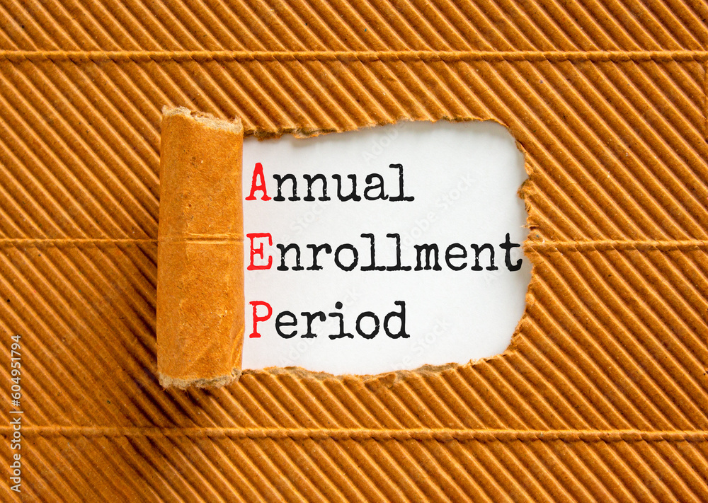 AEP symbol. Concept words AEP Annual enrollment period on beautiful ...