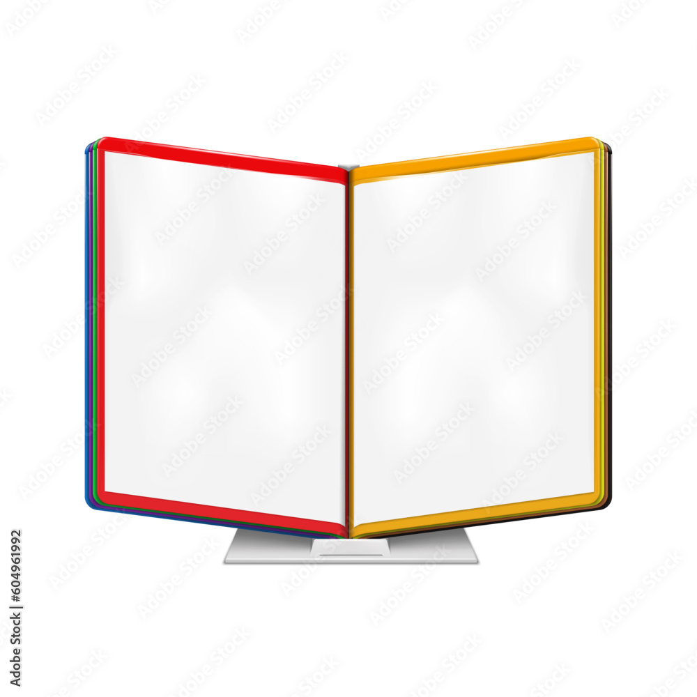 Table information display with flipfile color pockets vector mockup ...