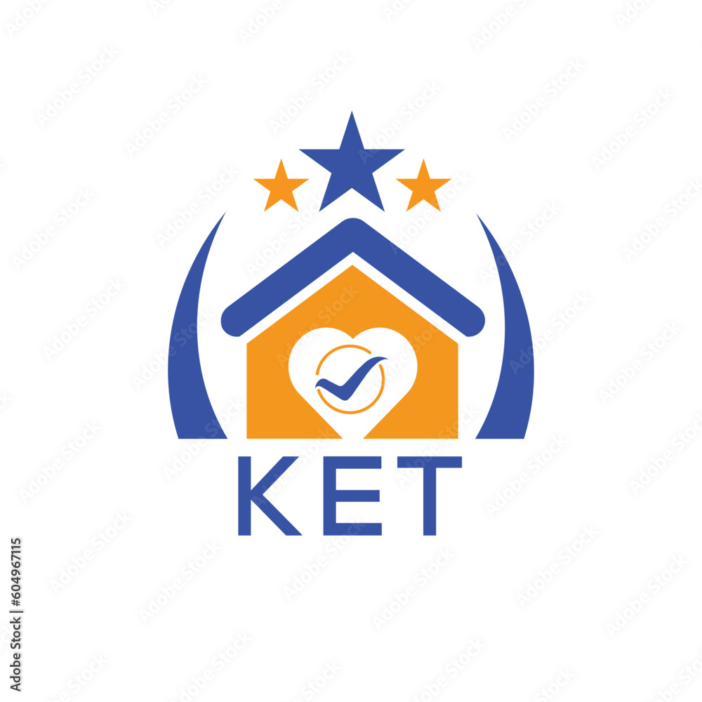 KET House logo Letter logo and star icon. Blue vector image on white ...