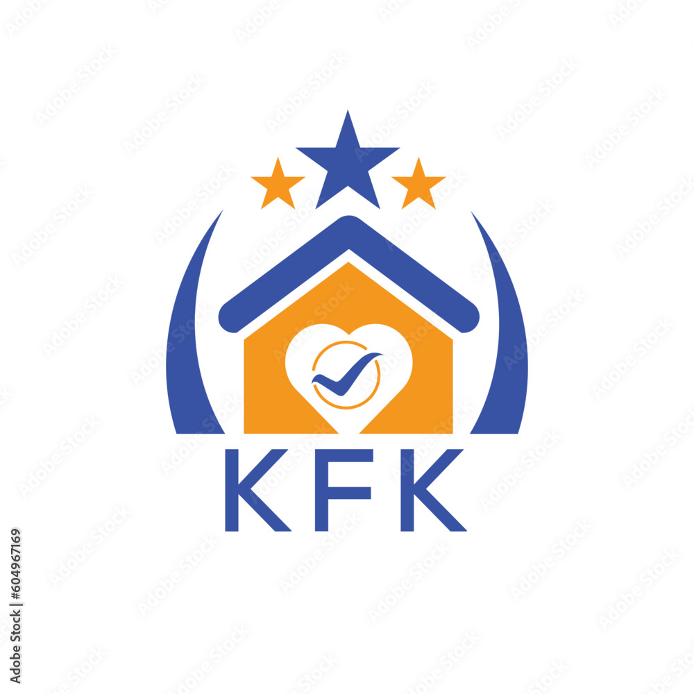 KFK House logo Letter logo and star icon. Blue vector image on white ...
