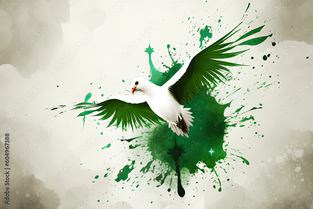 Pakistani flag bokeh background with Victory Islamic symbol, Generative ...