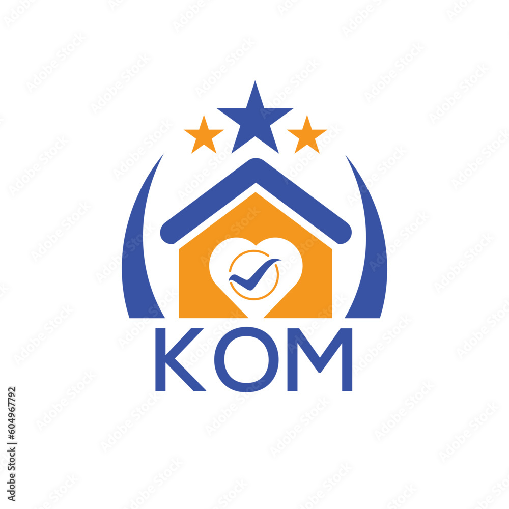 KOM House logo Letter logo and star icon. Blue vector image on white ...