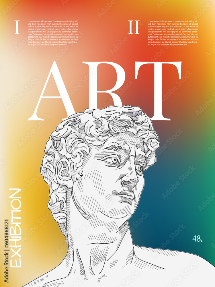 Art posters for the exhibition, magazine or cover, vector template with ...