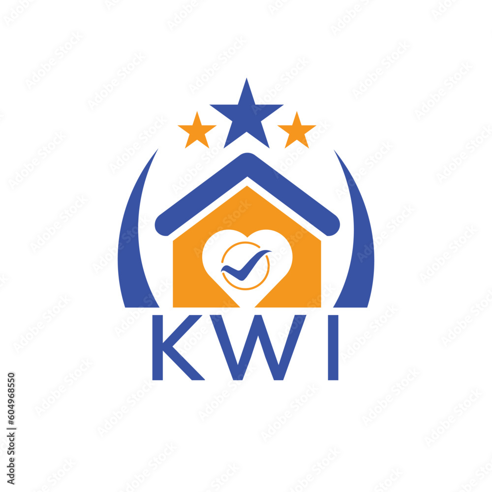 KWI House logo Letter logo and star icon. Blue vector image on white ...