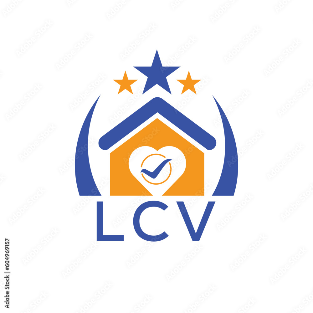 Vecteur Stock LCV House logo Letter logo and star icon. Blue vector ...