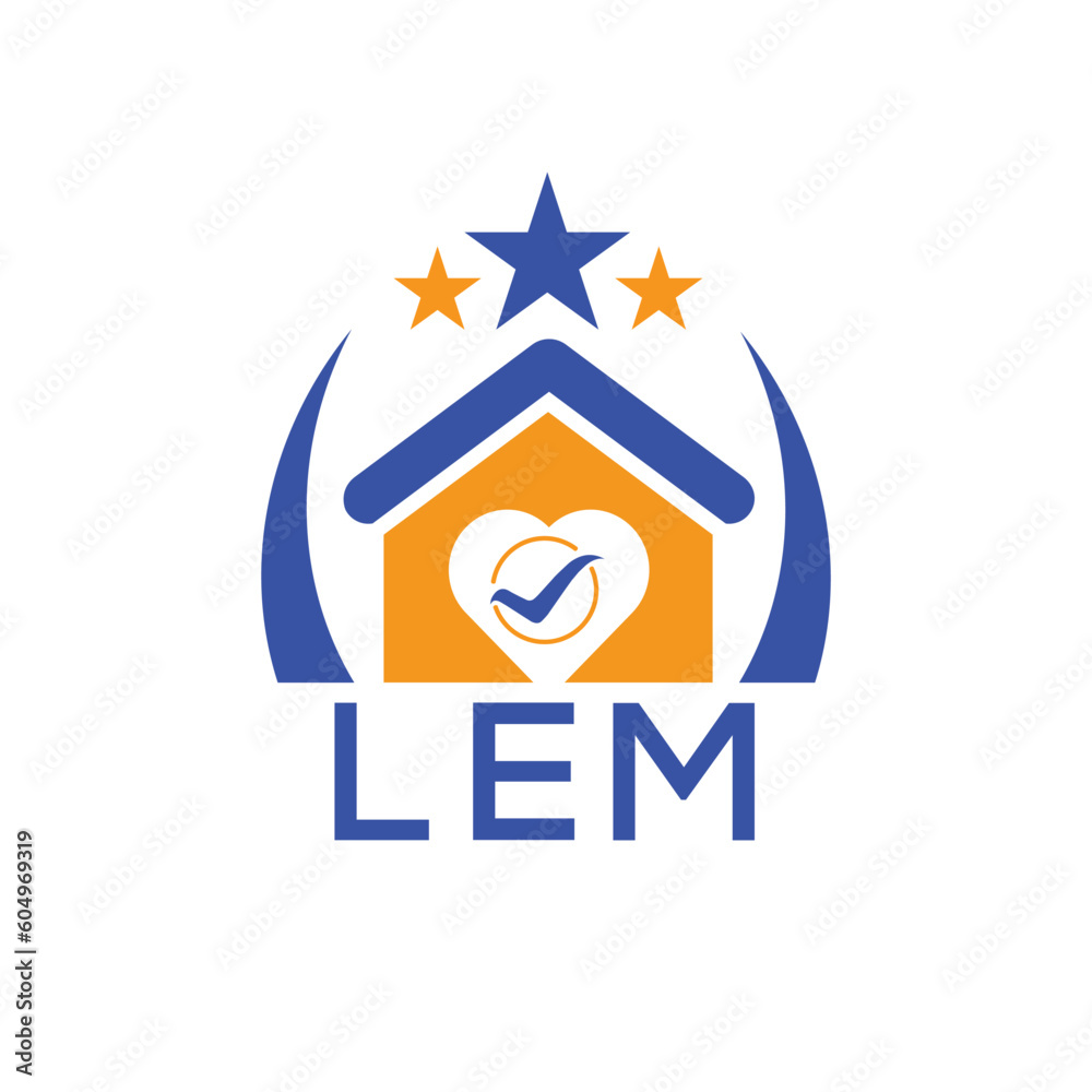 LEM House logo Letter logo and star icon. Blue vector image on white ...