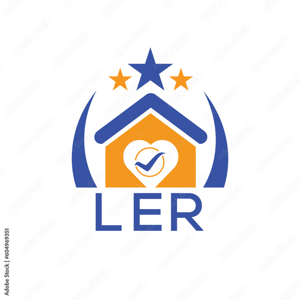 LER House logo Letter logo and star icon. Blue vector image on white ...