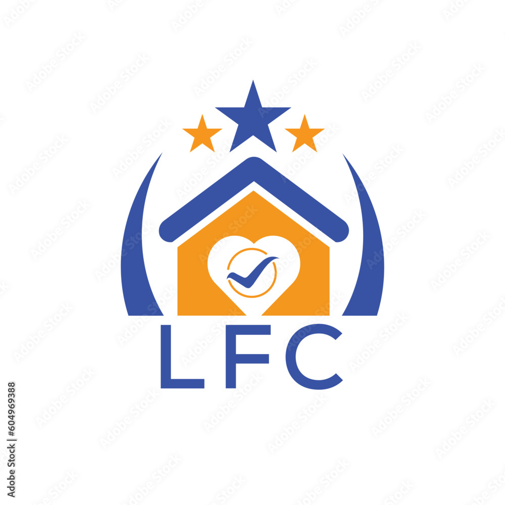 LFC House logo Letter logo and star icon. Blue vector image on white ...
