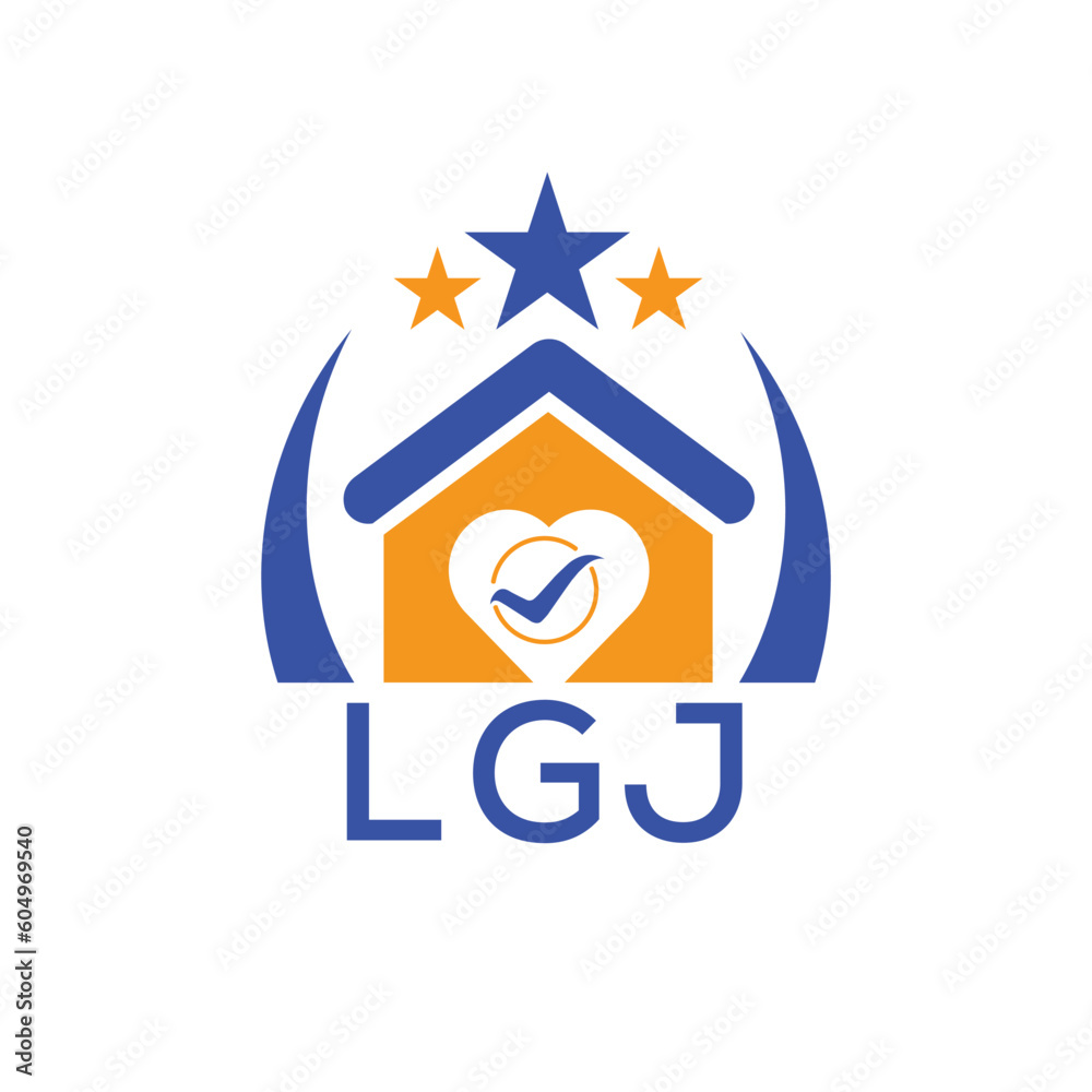 LGJ House logo Letter logo and star icon. Blue vector image on white ...