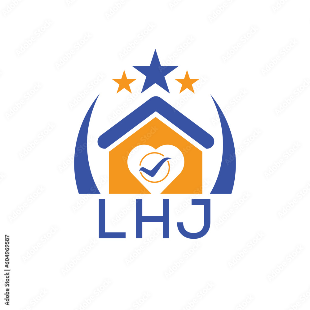 LHJ House logo Letter logo and star icon. Blue vector image on white ...