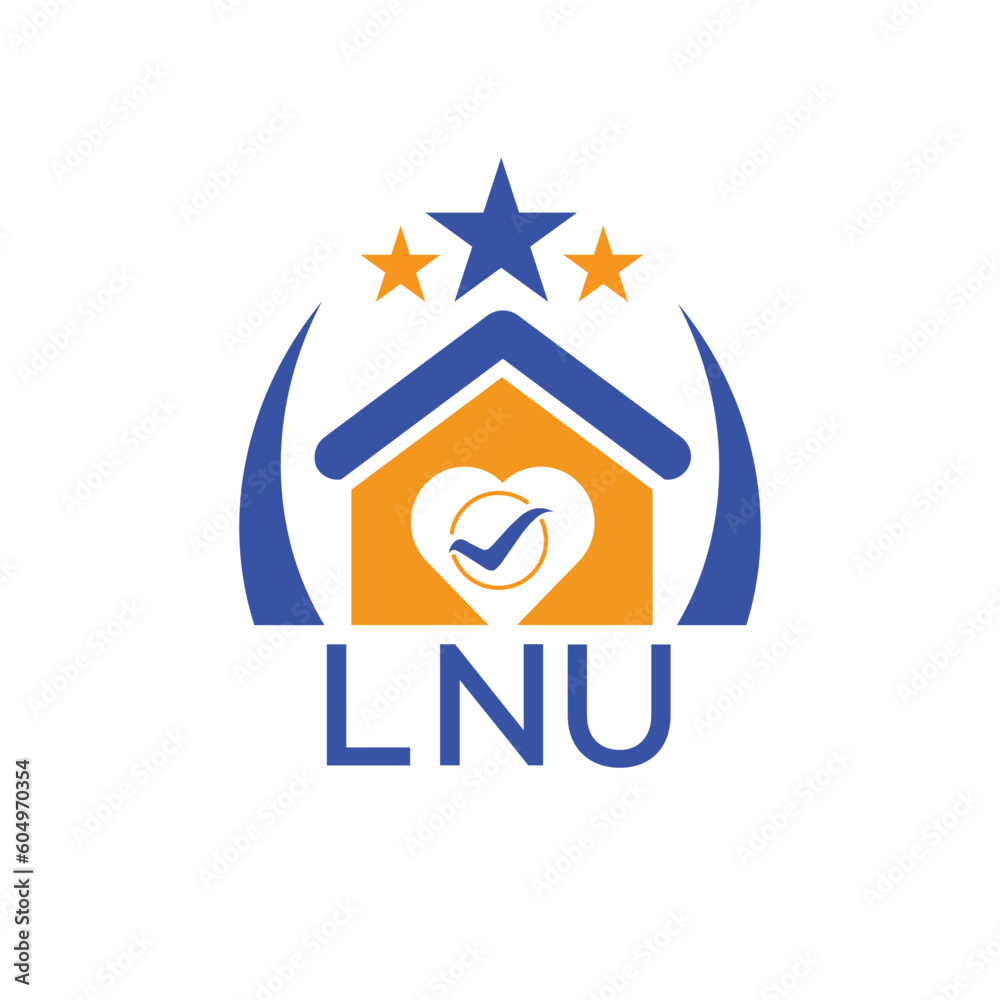 LNU House logo Letter logo and star icon. Blue vector image on white ...