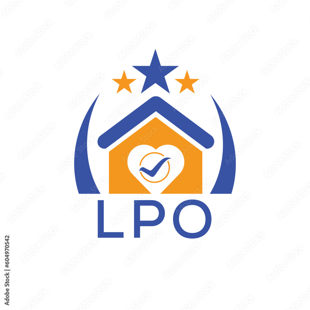 LPO House logo Letter logo and star icon. Blue vector image on white ...