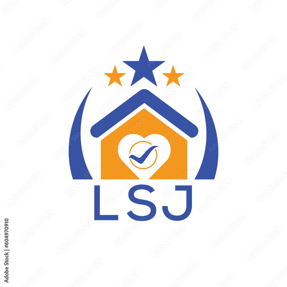 LSJ House logo Letter logo and star icon. Blue vector image on white ...