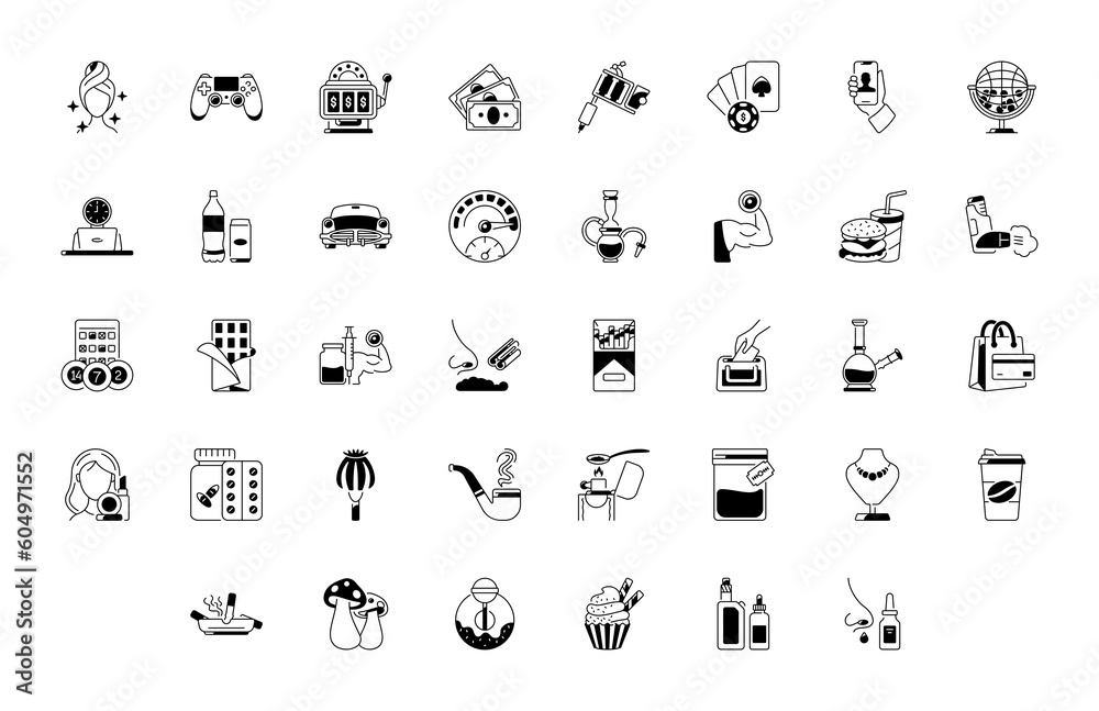 Simple Set of Addiction Related Vector Icons. Contains such Icons as ...