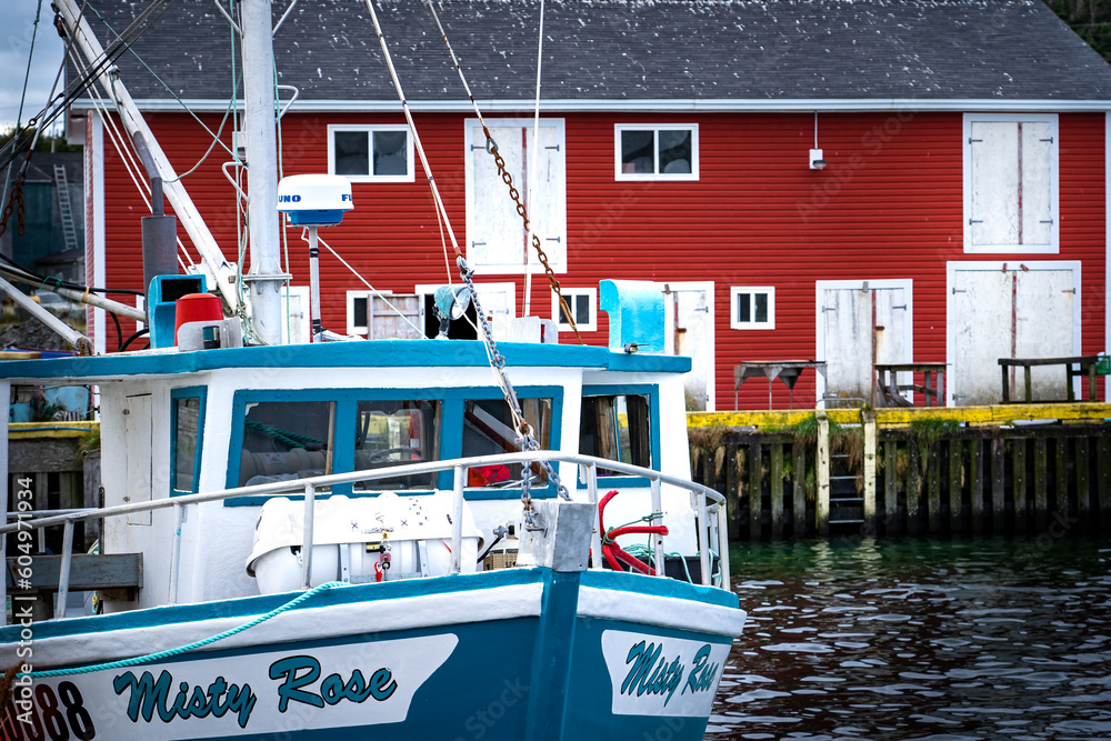 Whiteway Newfoundland Canada, September 26 2022: A fishing boat tied to ...
