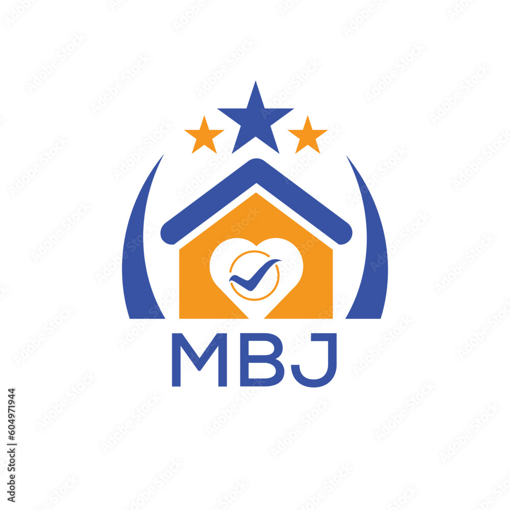 MBJ House logo Letter logo and star icon. Blue vector image on white ...