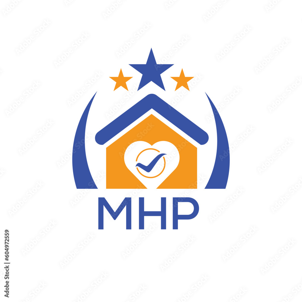 MHP House logo Letter logo and star icon. Blue vector image on white ...