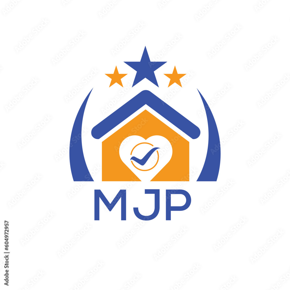 MJP House logo Letter logo and star icon. Blue vector image on white ...