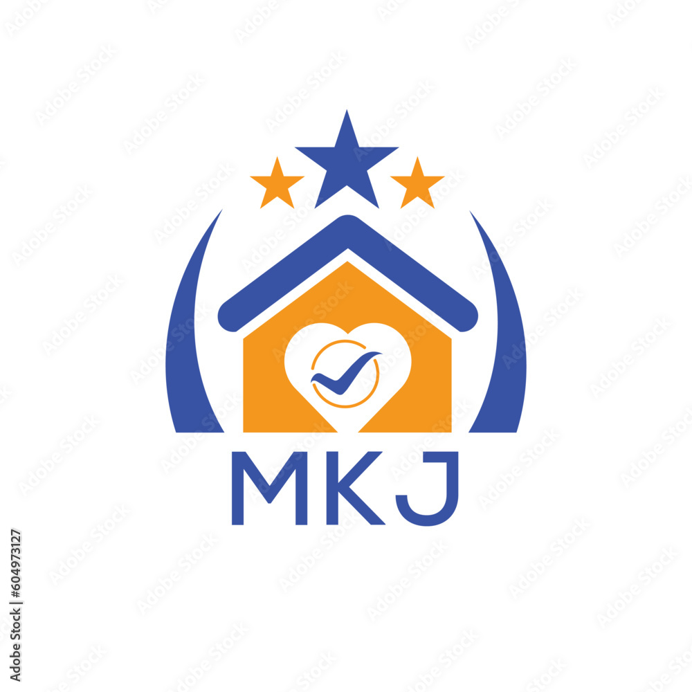 MKJ House logo Letter logo and star icon. Blue vector image on white ...