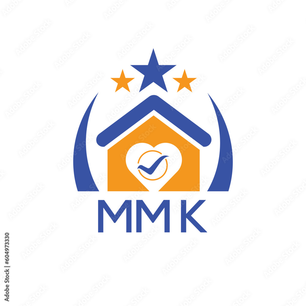 MMK House logo Letter logo and star icon. Blue vector image on white ...