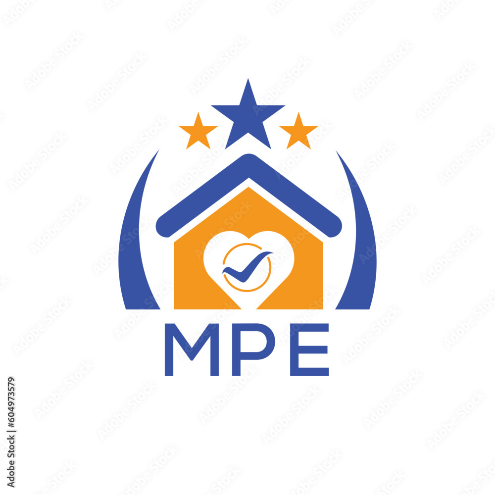 MPE House logo Letter logo and star icon. Blue vector image on white ...