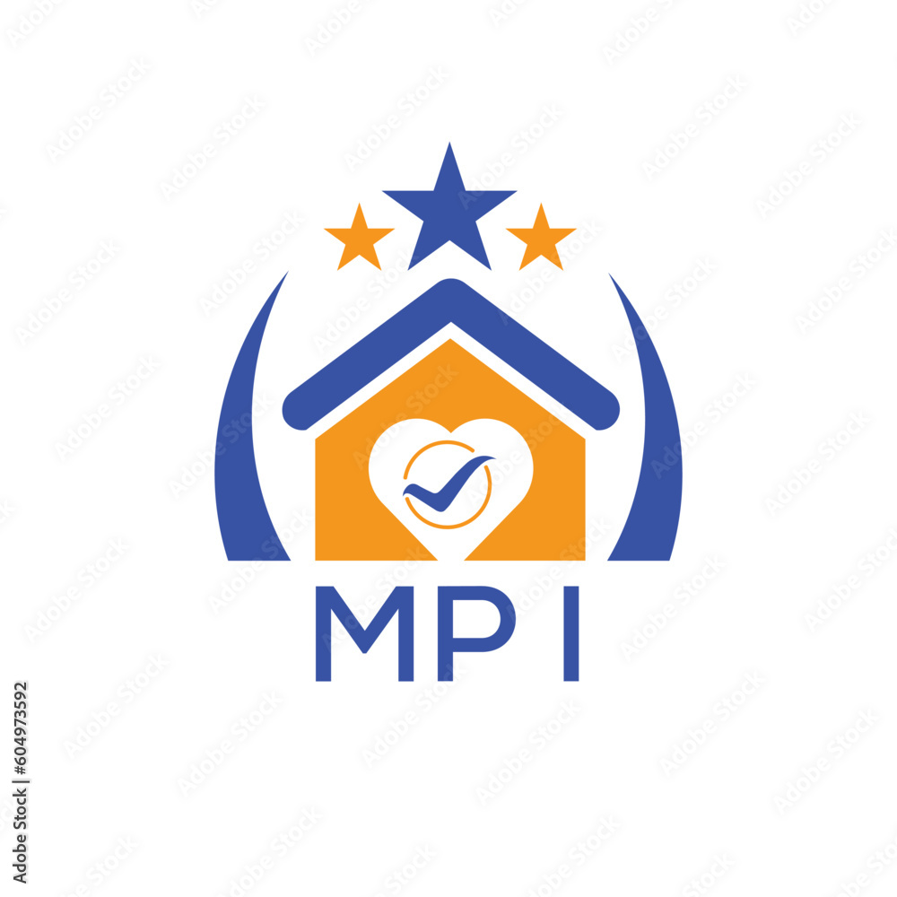 MPI House logo Letter logo and star icon. Blue vector image on white ...