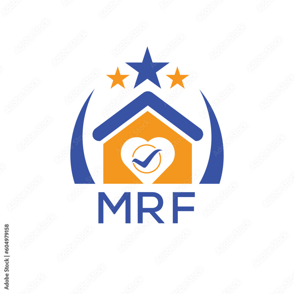 MRF House logo Letter logo and star icon. Blue vector image on white ...