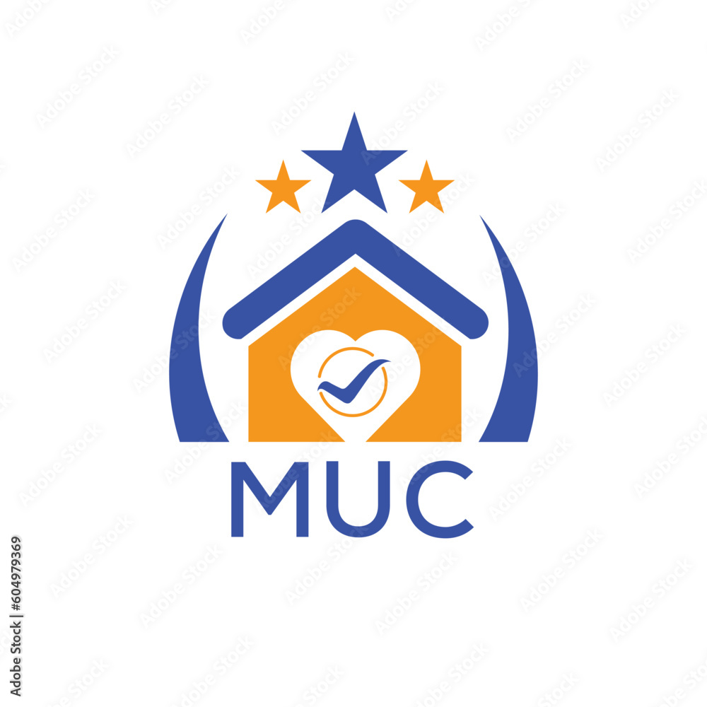 MUC House logo Letter logo and star icon. Blue vector image on white ...