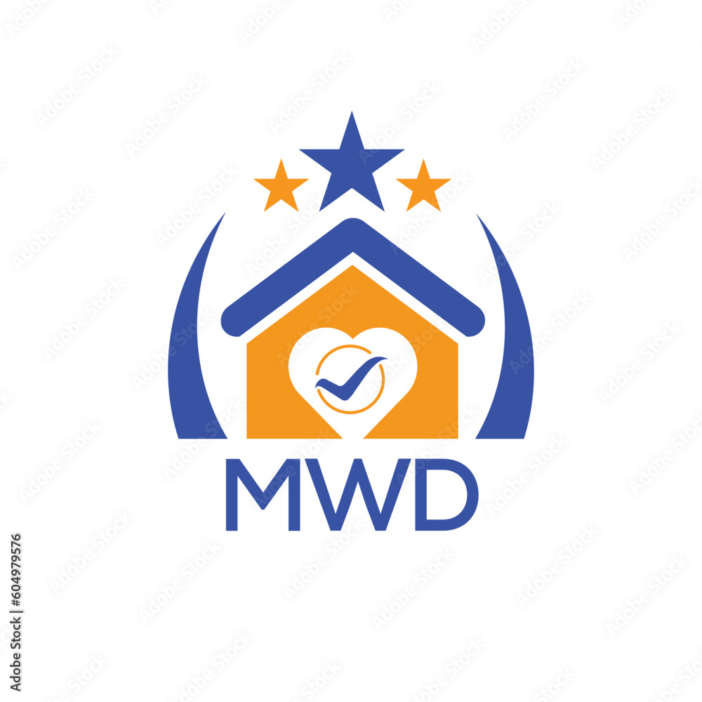 MWD House logo Letter logo and star icon. Blue vector image on white ...