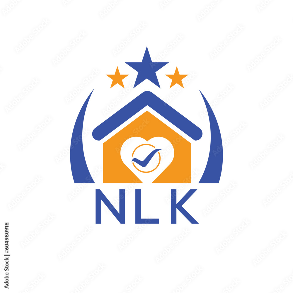 NLK House logo Letter logo and star icon. Blue vector image on white background. KJG house ...