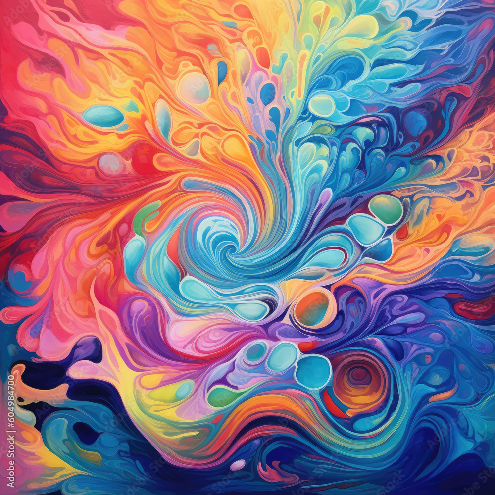 Abstract painting capturing the vibrant colors and intricate patterns ...