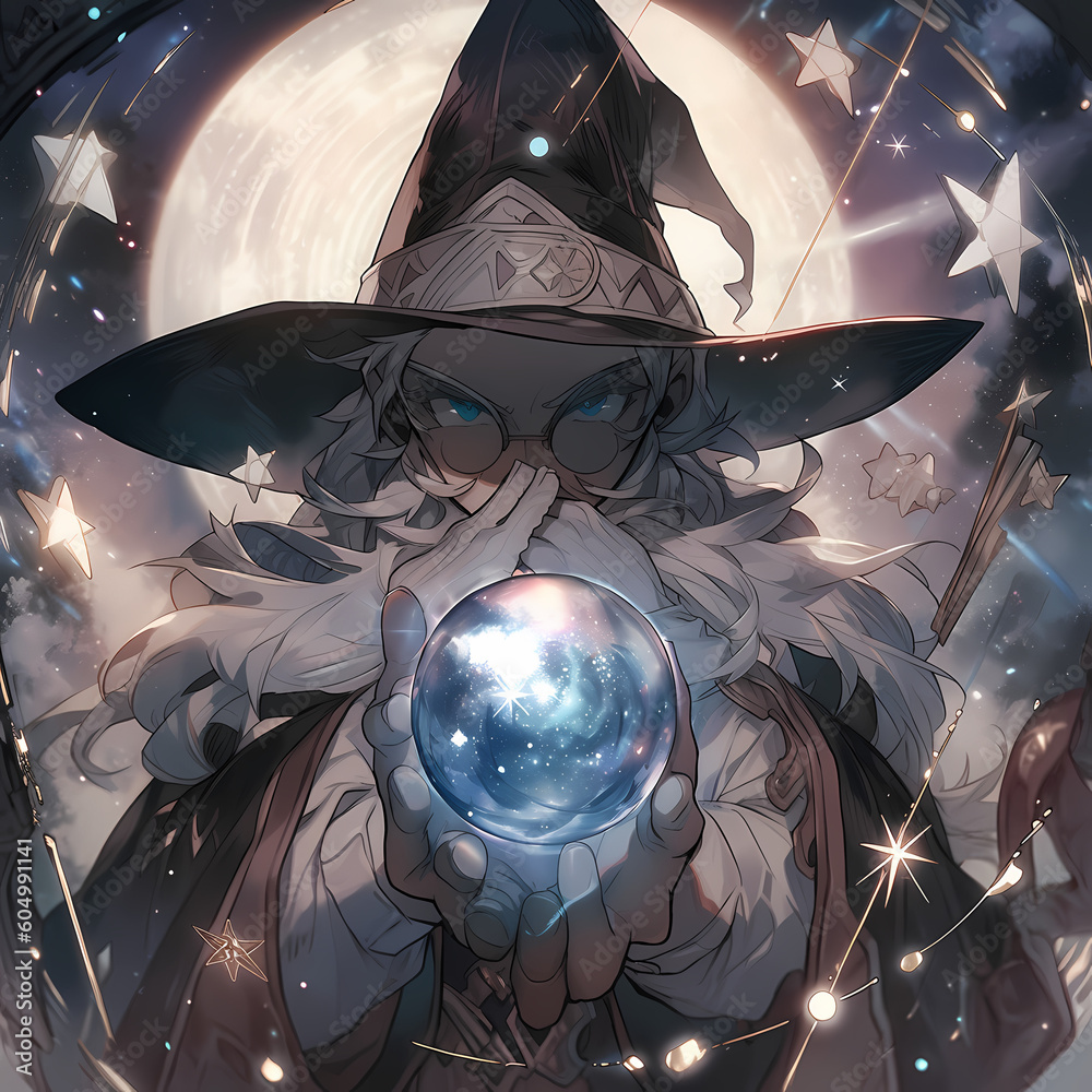 Sorceress building up a ball spell, anime style, character design ...