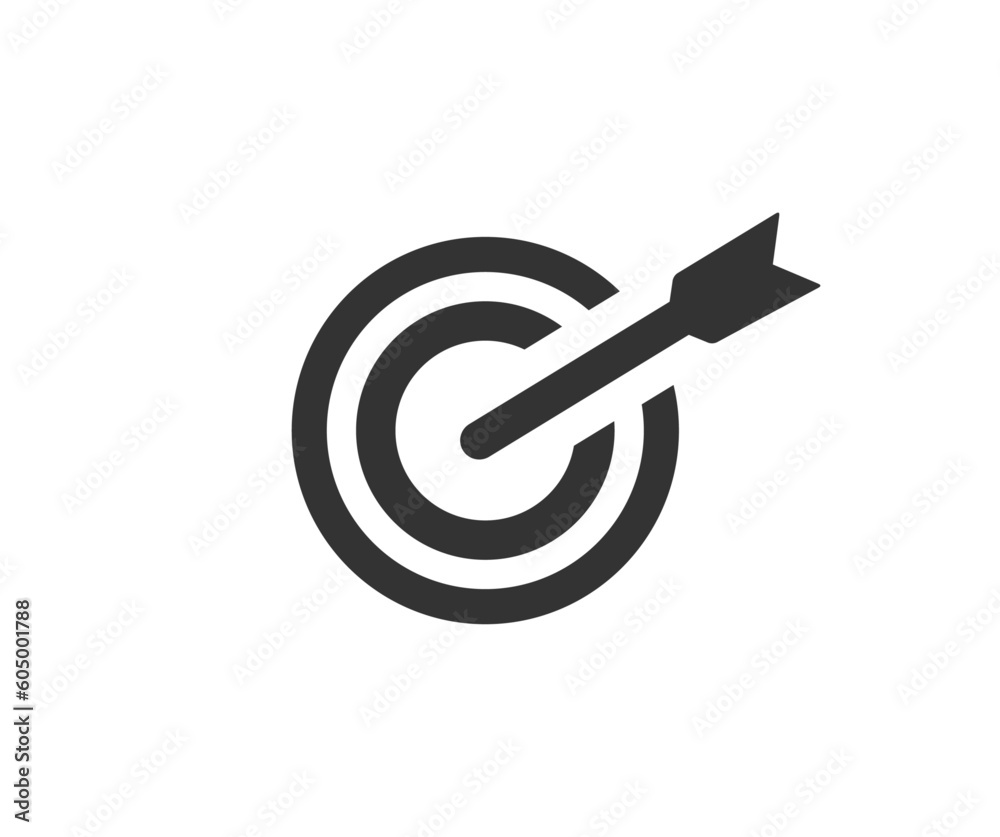 Target icon, Goal symbol logo design. Perfect shot with arrow. Target ...