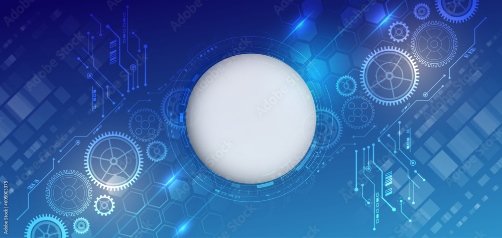 Cogwheel for science experiment presentation. Futuristic high tech concept. Business and ...