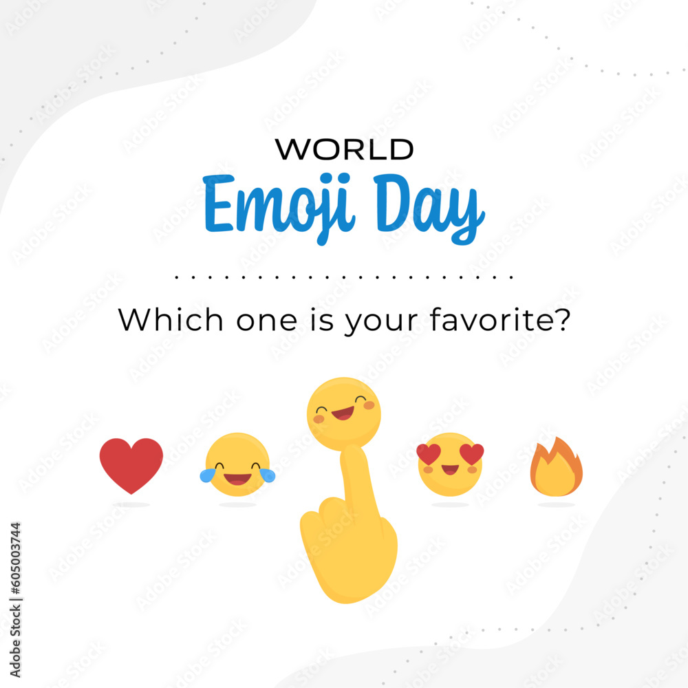World emoji day social media template vector. Different emojis to ...