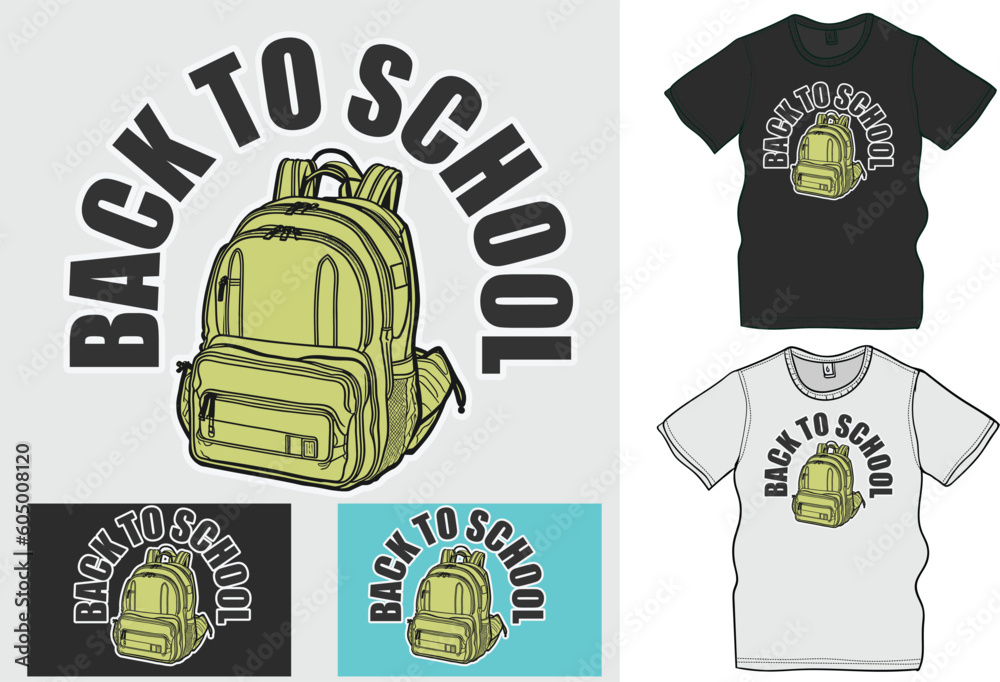 Backpack vintage collection vector art, Go back to school, vintage ...