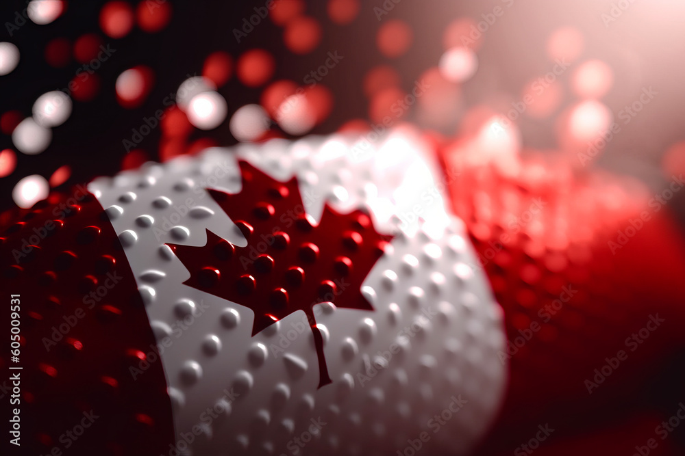 Red and white 3D Render Minimalist Canada flag bokeh background with ...