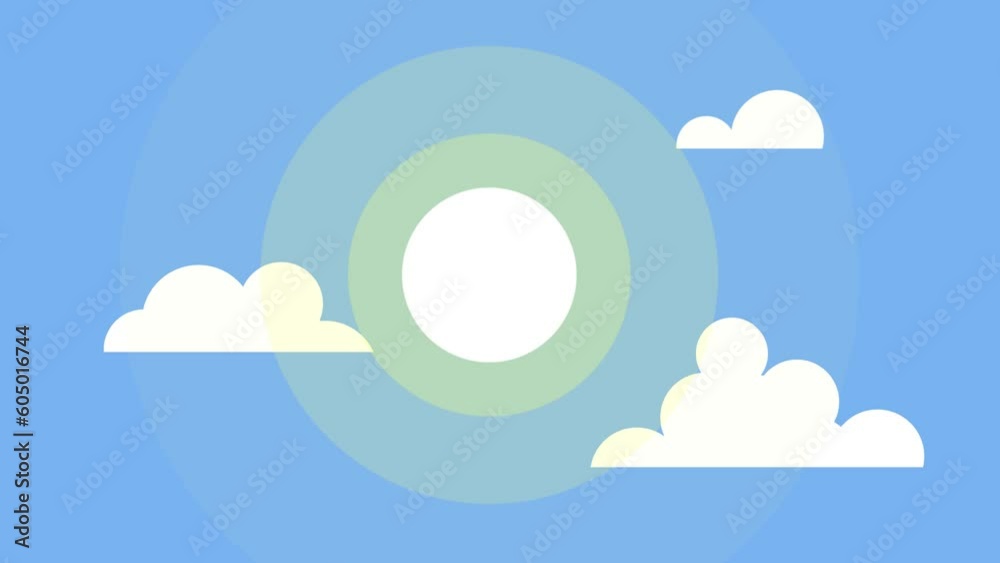 2d animation explainer background with sun, clouds, ocean, wind with ...
