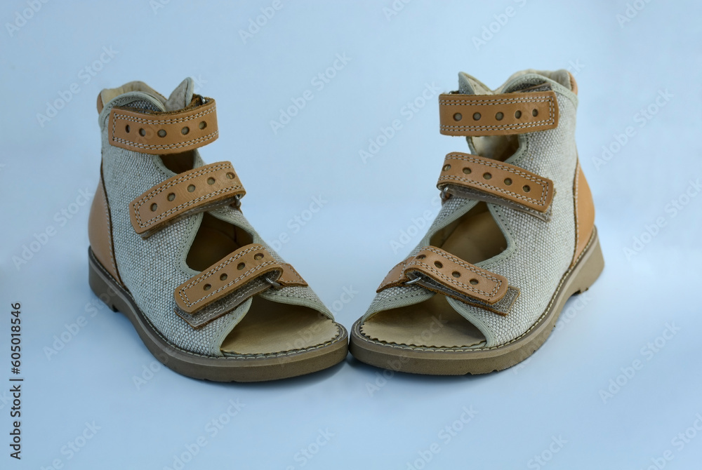 orthopedic shoes on a white background. Valgus deformity of the feet ...
