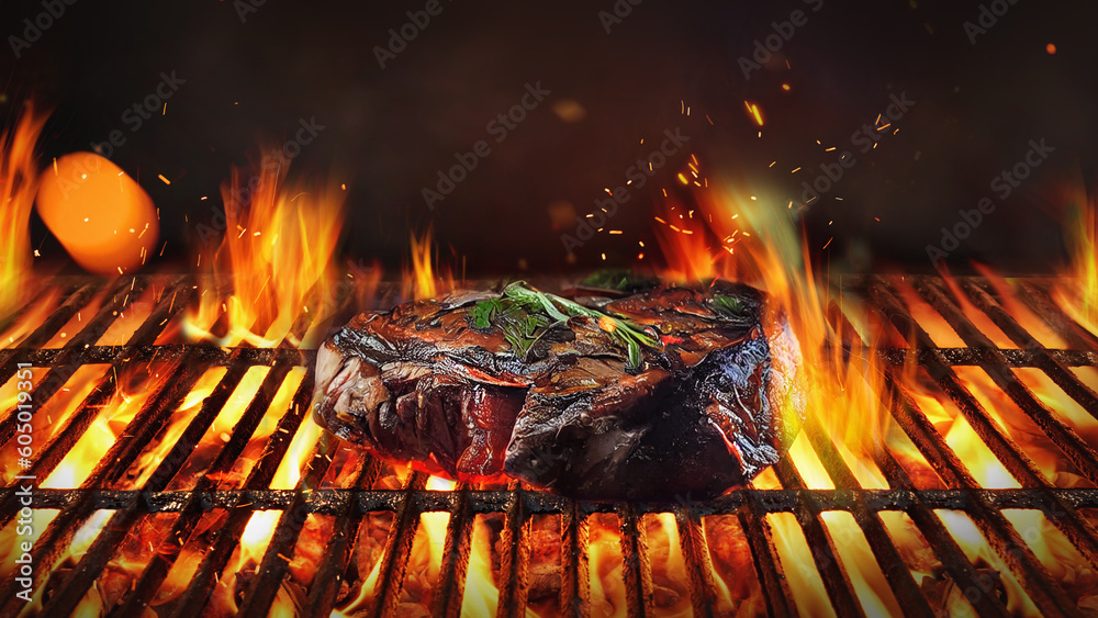 Fire embers particles over black background. Grill Background - Empty ...